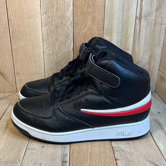 Fila | Shoes | Mens Fila Classic Black White And Red High Top Sneakers ...